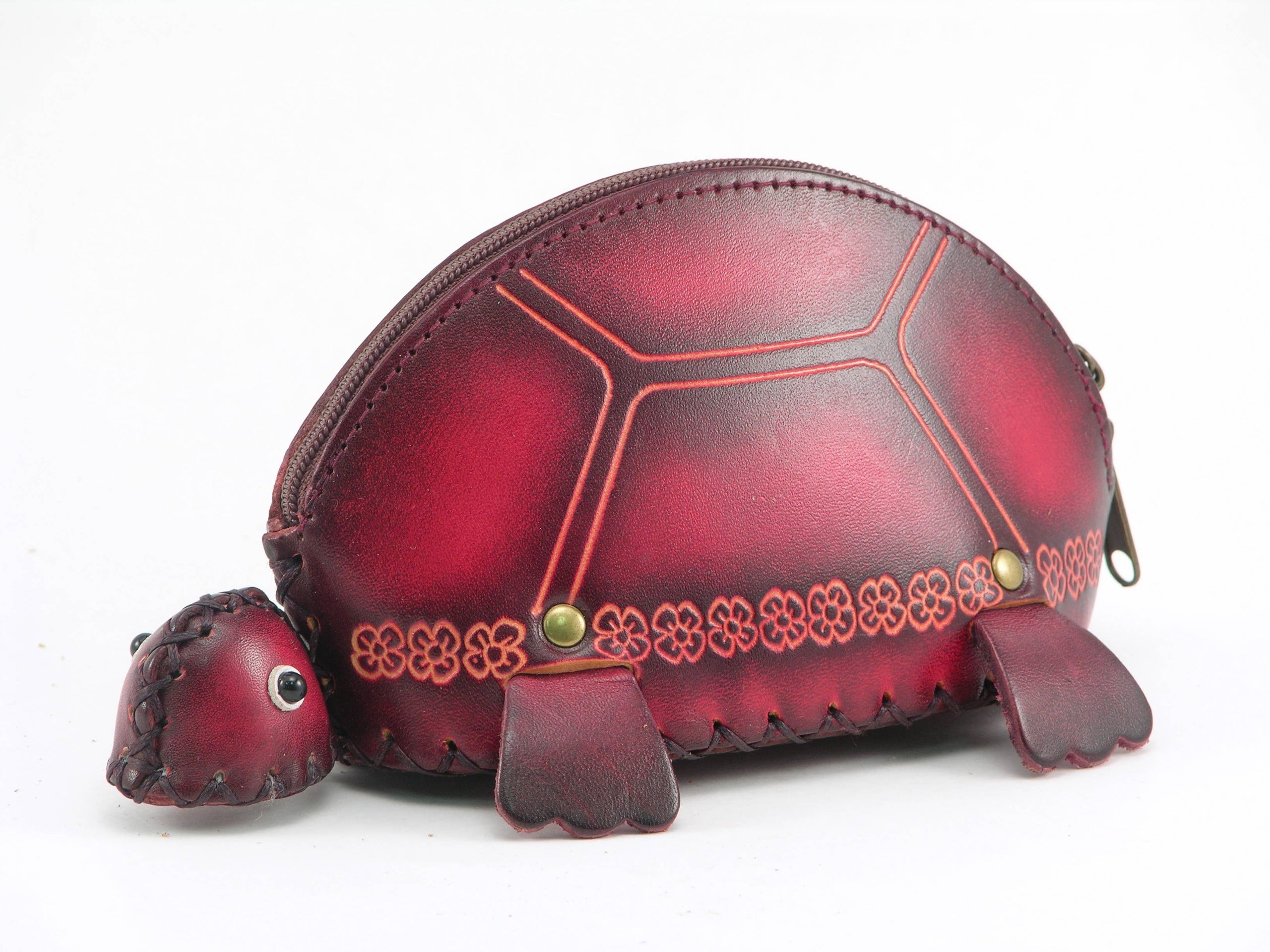 Sunflower Handmade leather inc - turtle coin purse wristlet wallet: Red ...